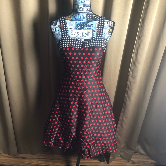 Spirit | Dresses | Spirit Polka Dot And Cherry Print Rockabilly Retro ...